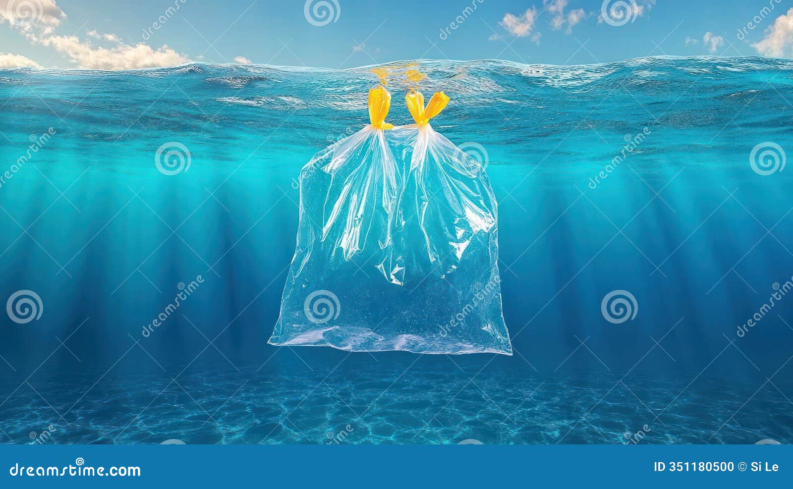 Floating Menace: Plastic Bag Pollution In The Ocean Stock Photography ...