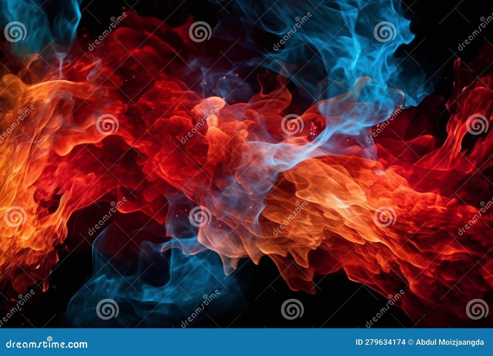 Striking Isolated Blue and Red Fire on a Dramatic Black Background ...