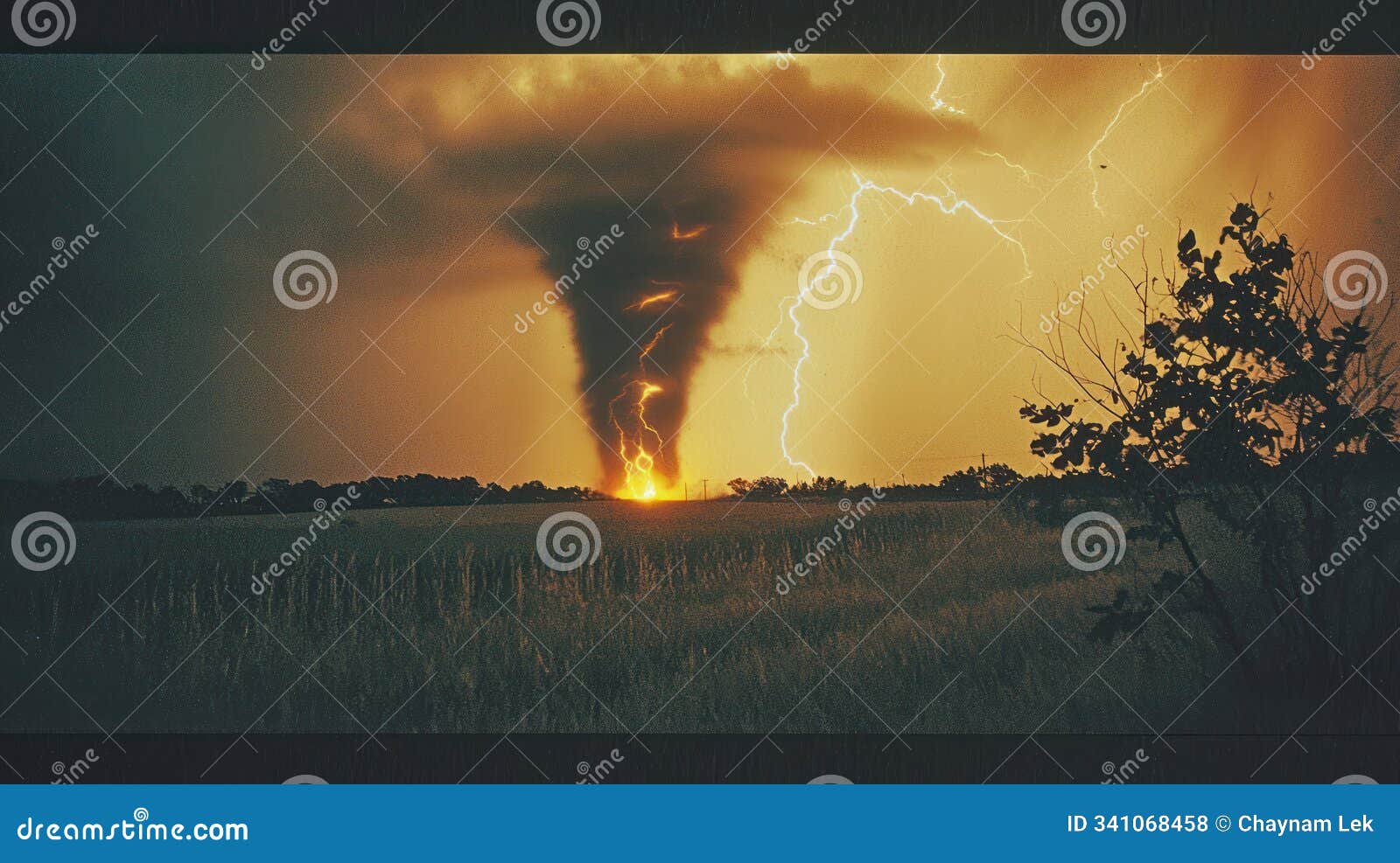 Striking Landscape of a Tornado Raging Stock Illustration ...