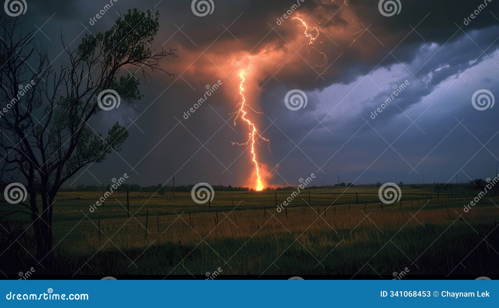 Striking Landscape of a Tornado Raging Stock Illustration ...
