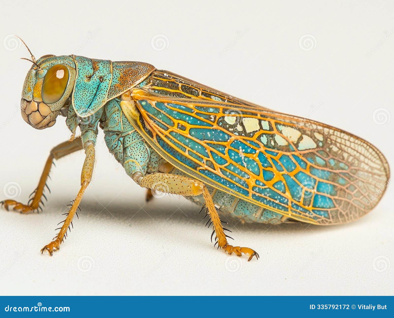 Striking Leafhopper Rests on a Clean White Surface, Displaying Its ...