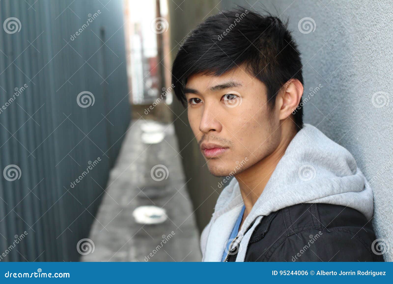 Striking Man with Neutral Expression Close Up with Copy Space Stock ...