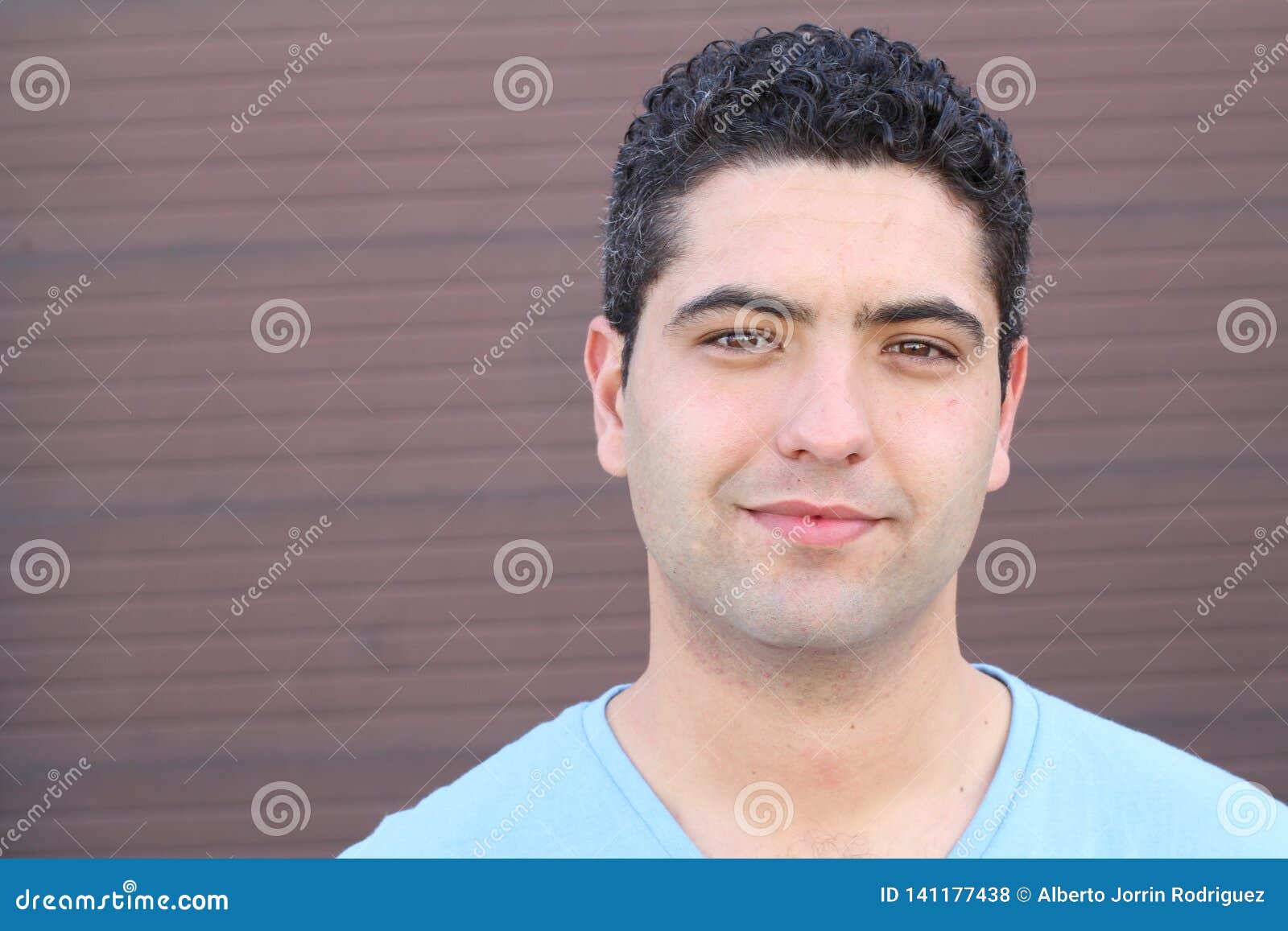 Striking Man with Neutral Expression Close Up with Copy Space Stock ...