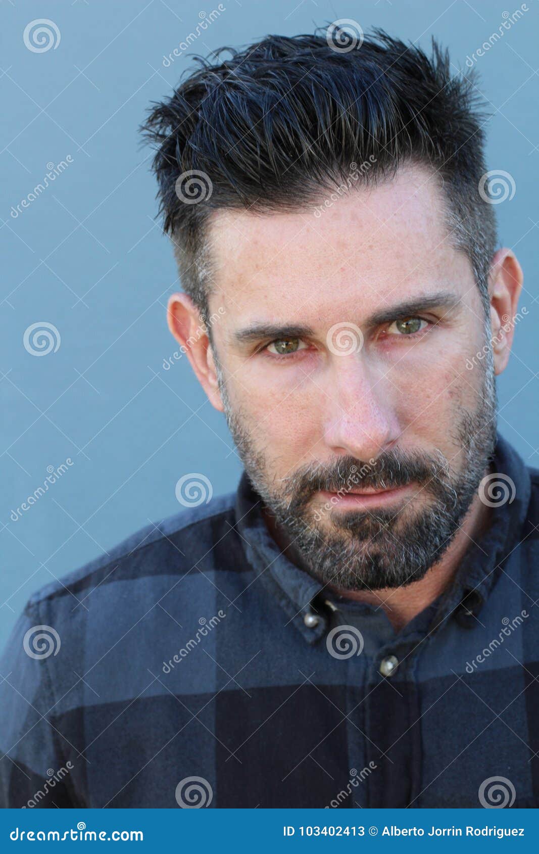 Striking Man with Neutral Expression Close Up Stock Image - Image of ...