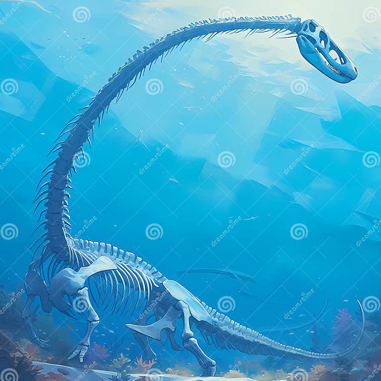Striking Marine Vessel, Elasmosaurus Skeleton Stock Illustration ...