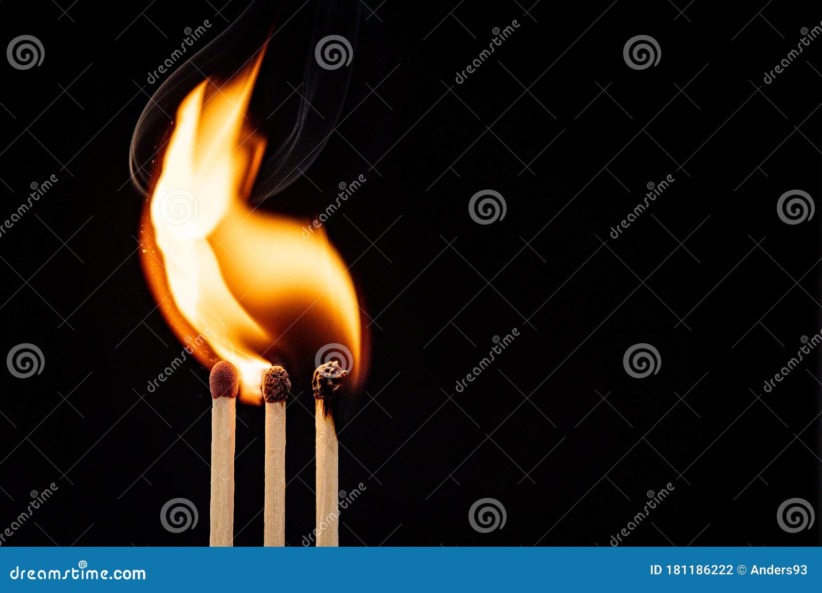 Burning Flame from Matchstick Ignition Stock Photo - Image of light ...