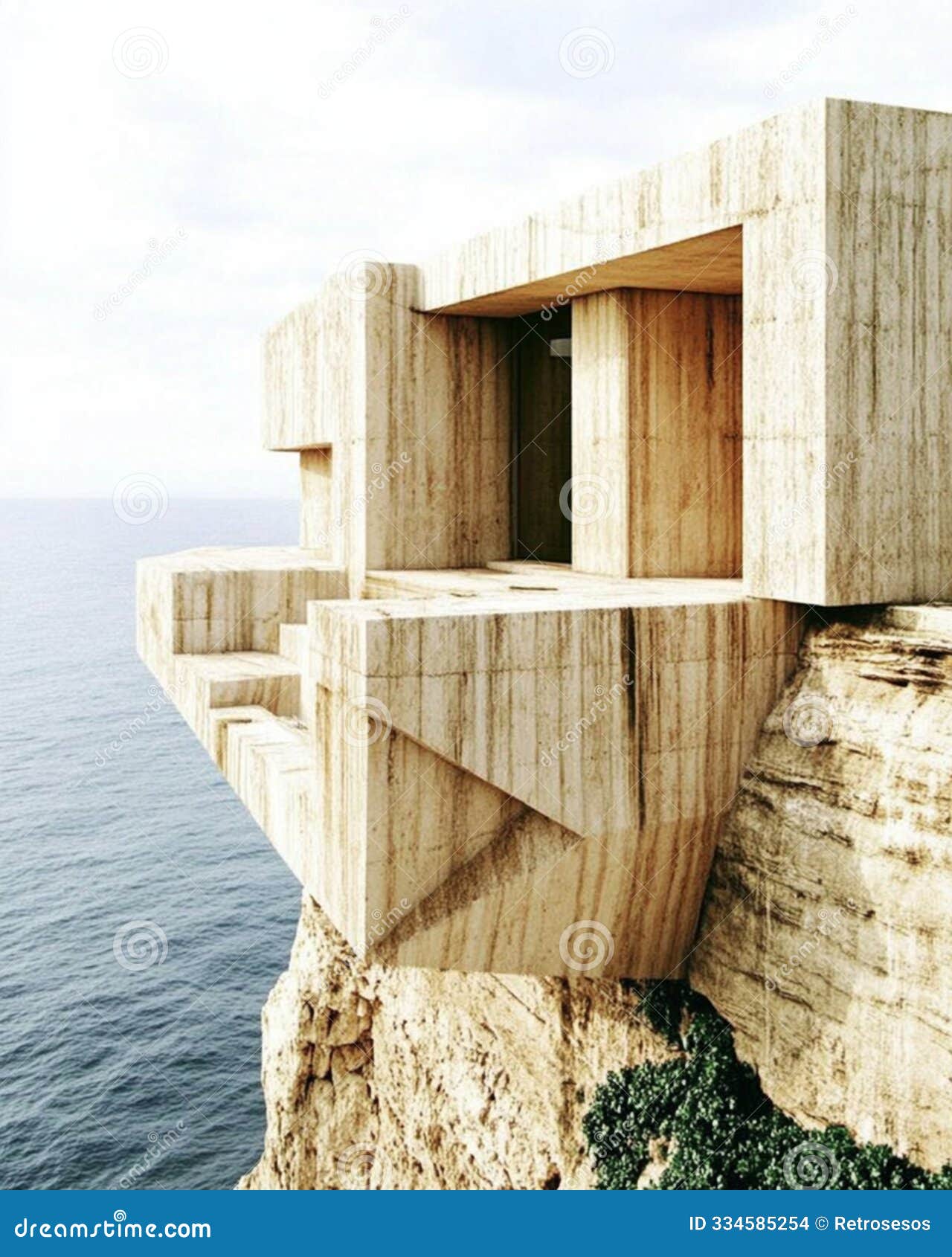 Modern Cliffside Architecture Overlooking the Ocean Stock Photo - Image ...