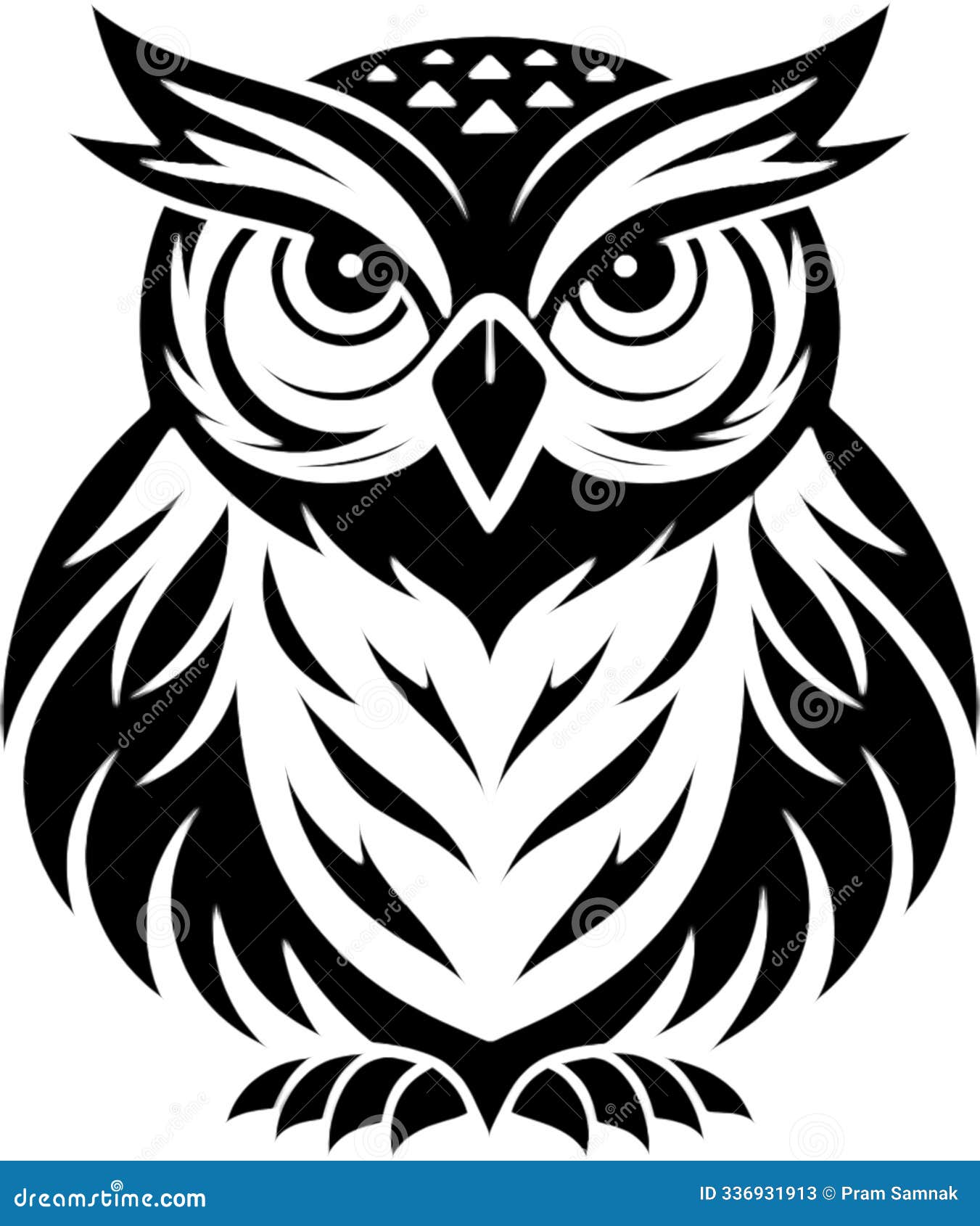 Bold Owl Stencil with Wide, Sharp Eyes. Stock Illustration ...