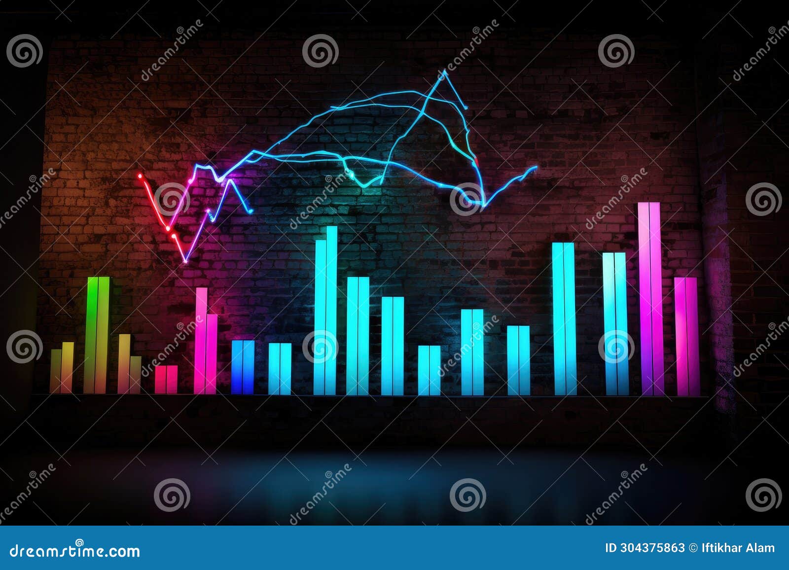 A Striking Neon Colored Bar Chart Displayed on a Wall, Providing a ...