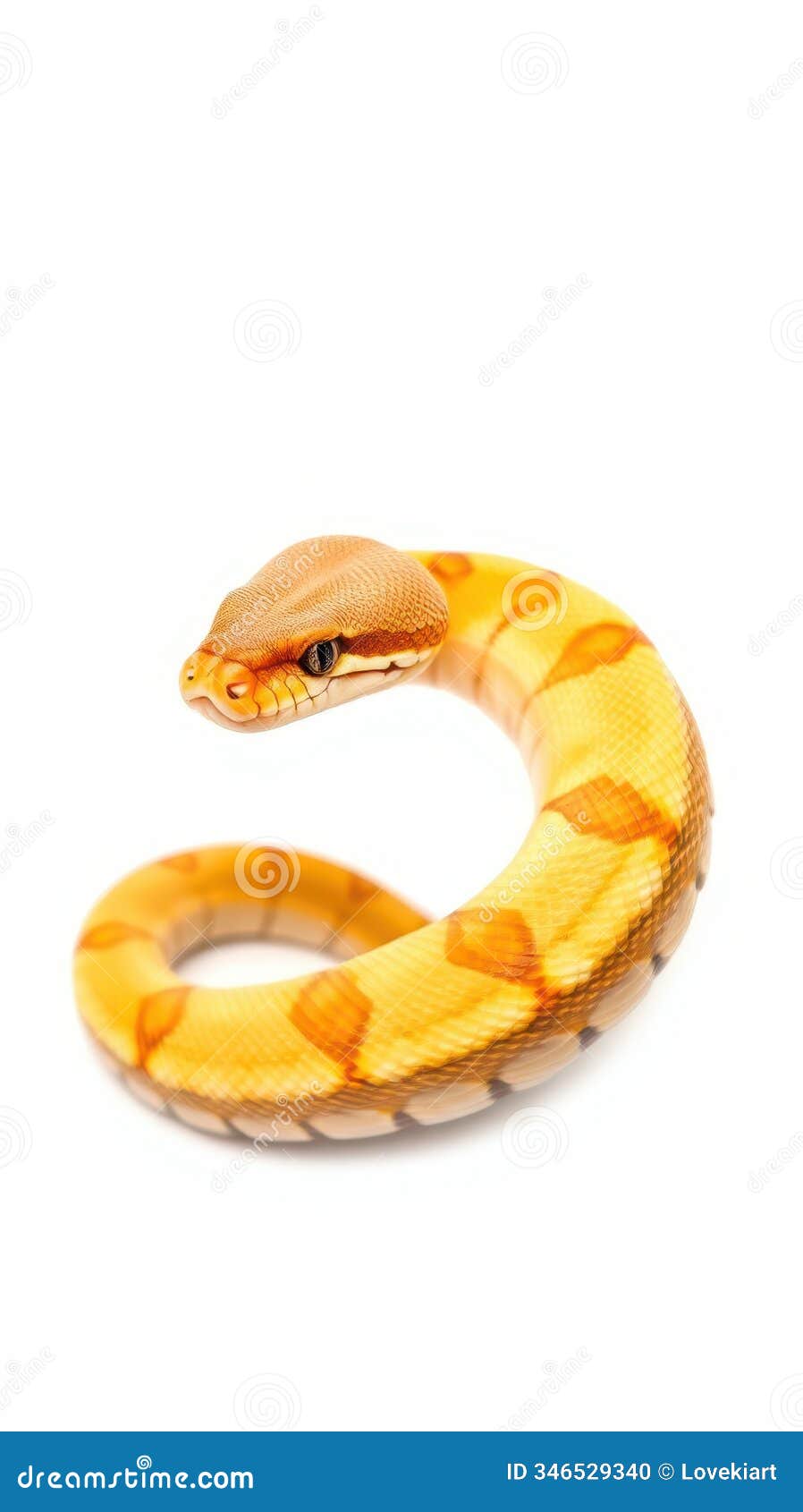 Vibrant Orange and Yellow Snake Curls Gracefully on a White Background ...