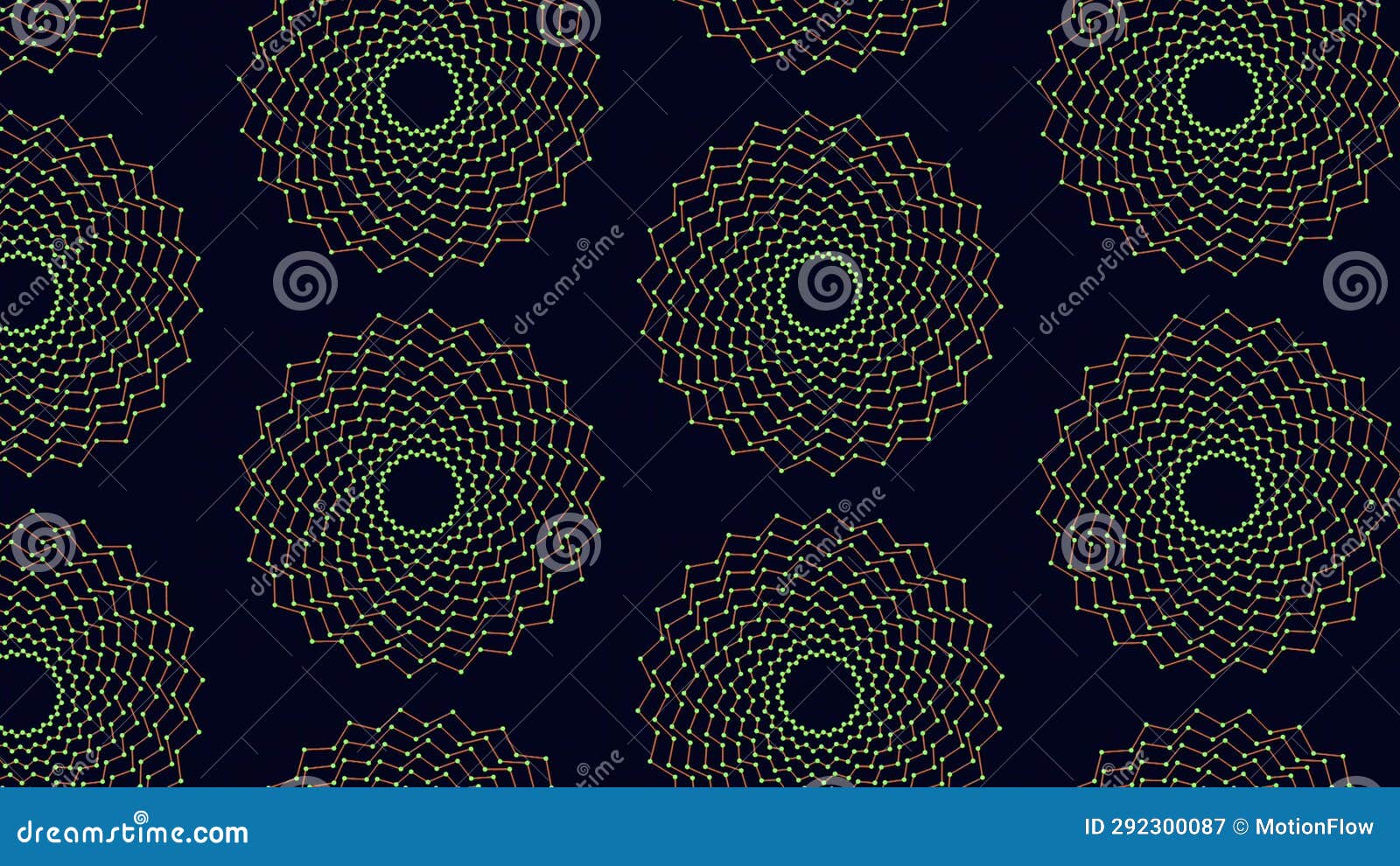 Flowing Spiral Pattern of Interconnected Circles on a Black Background ...