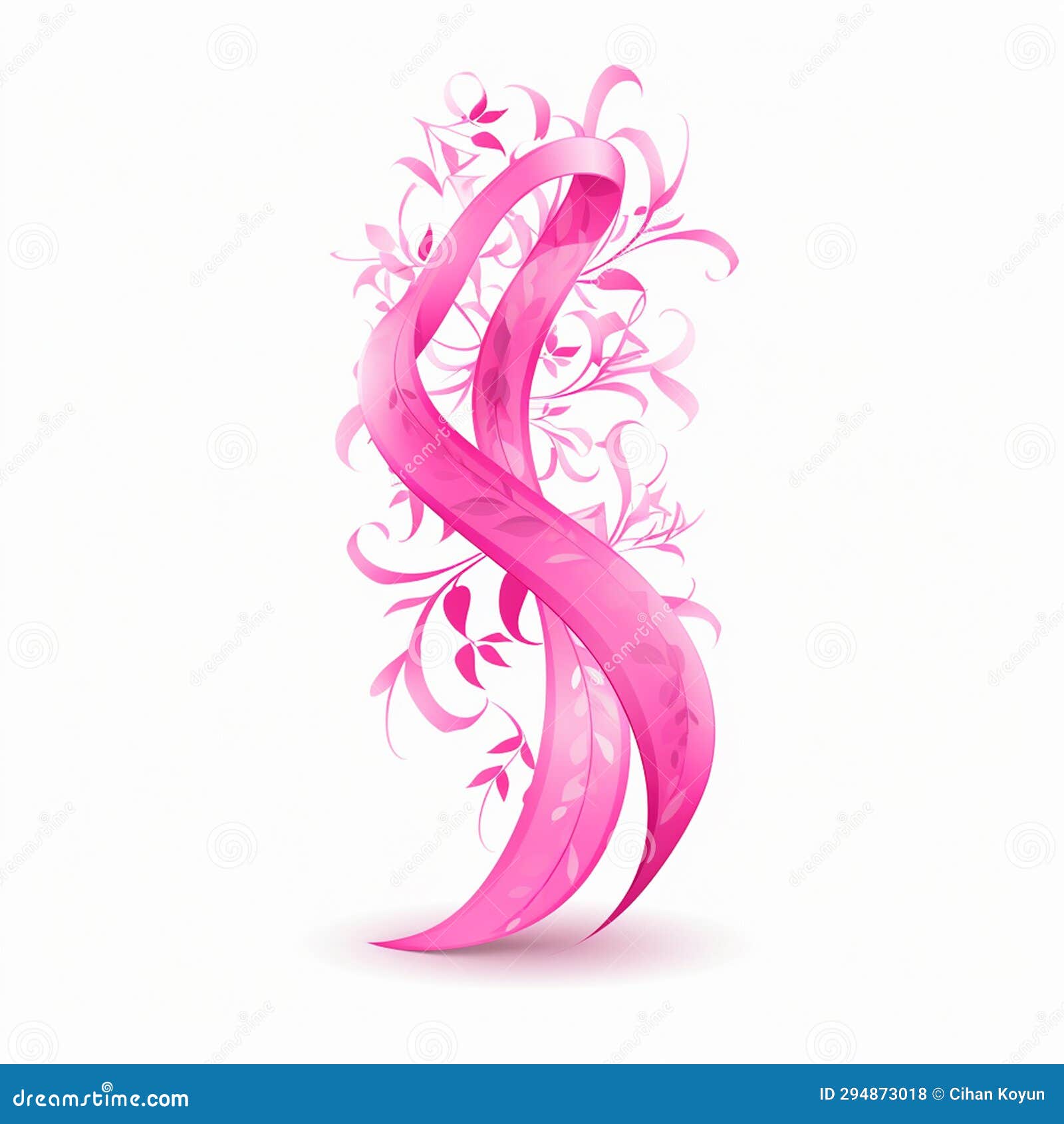 Striking Pink Ribbon Isolated on Pale Pink Stock Illustration ...