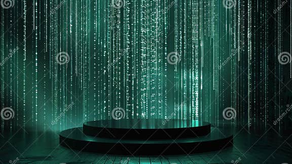 A Striking Podium Adorned with the Iconic Binary Code Design from the ...