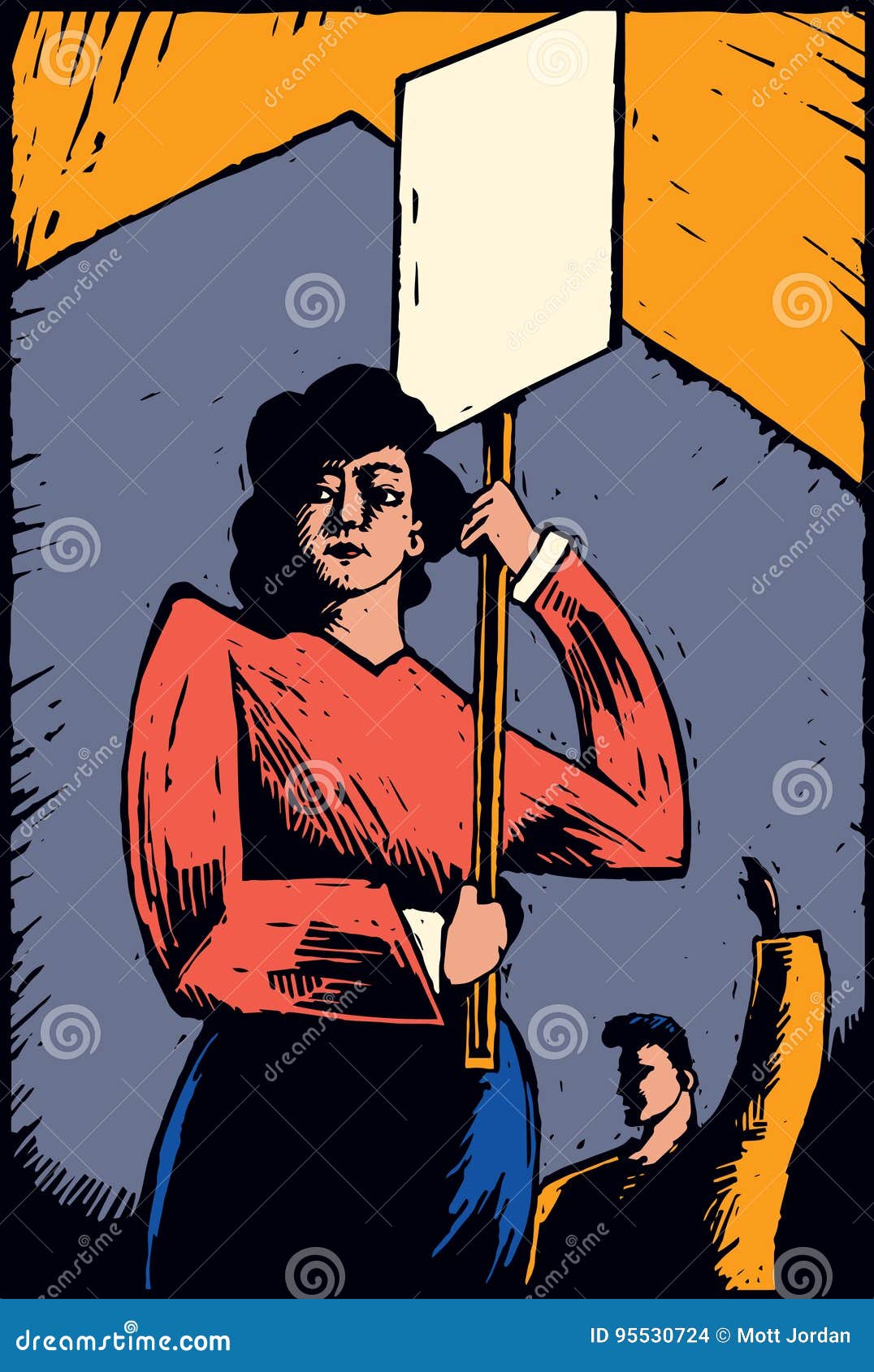 Striking Protestors Holding Picket Sign Stock Vector - Illustration of ...