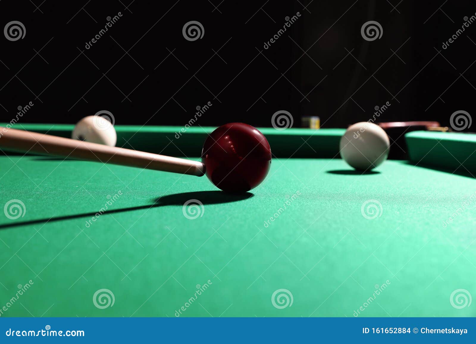 Striking Red Ball into Billiard Pocket Stock Photo - Image of ...
