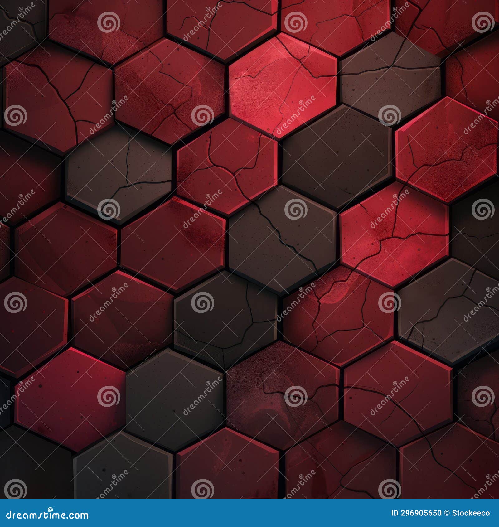 Cubism Image Dark Red Octagon with Cracks - V5.2 Stock Illustration ...