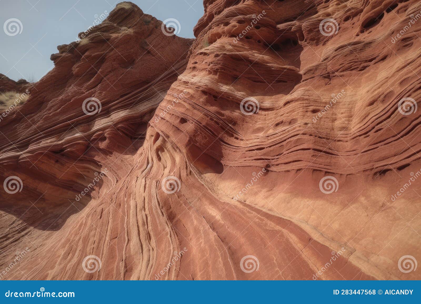 Striking Red Sandstone Rock Formation with Layers and Ridges Stock ...