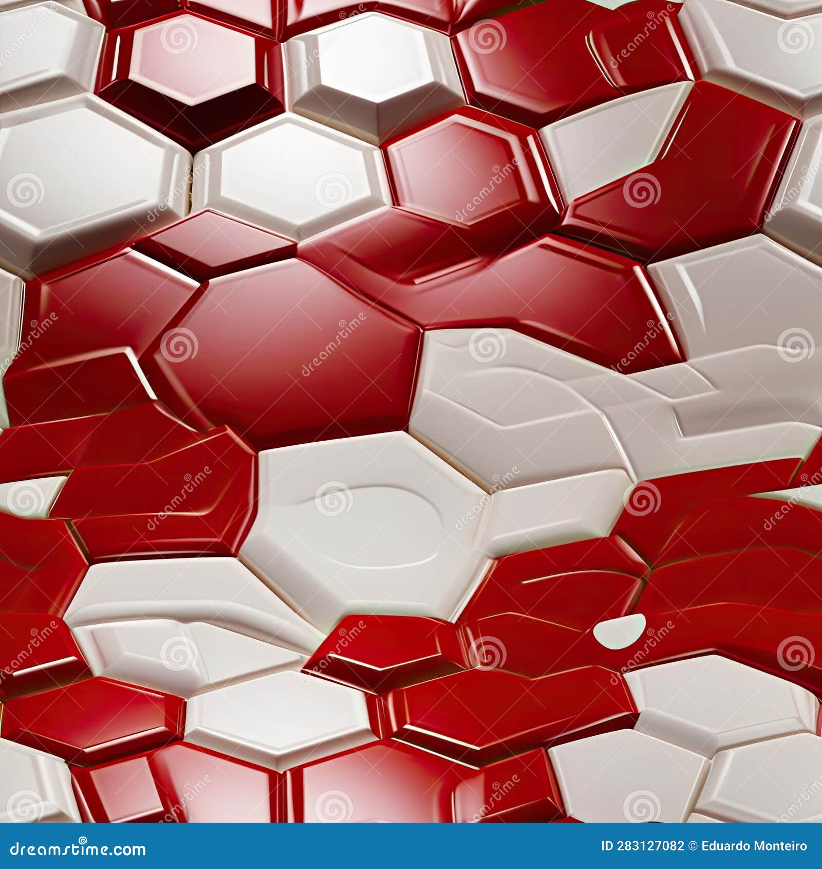 Striking Red and White Hexagon Tiles in a 3D Pattern (tiled) Stock ...