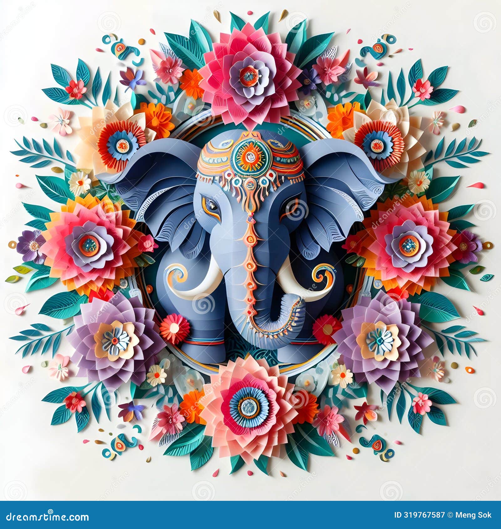 A Striking Representation of the Hindu God Ganesha, Highlighted by a ...