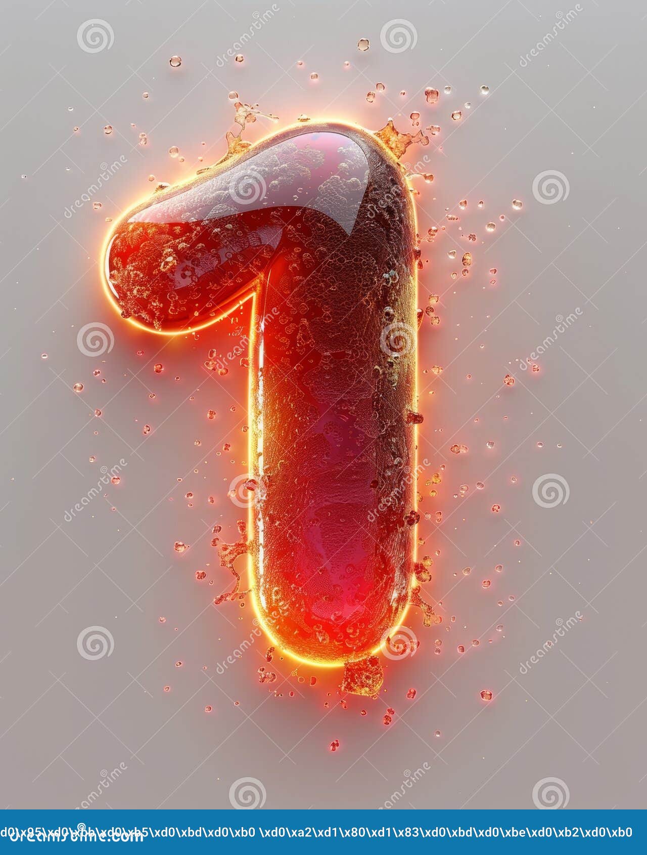A Vibrant, Glowing Number One Surrounded by Bubbles, Showcasing a ...