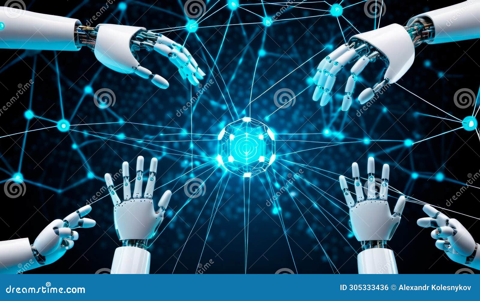 Robotic Convergence in the Digital Nexus. Generative AI Stock ...