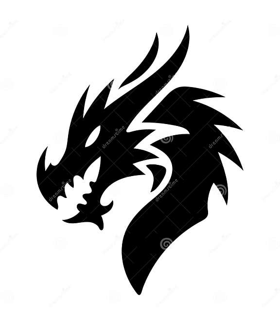 Striking Silhouette of a Fierce and Majestic Dragon Head with Sharp ...