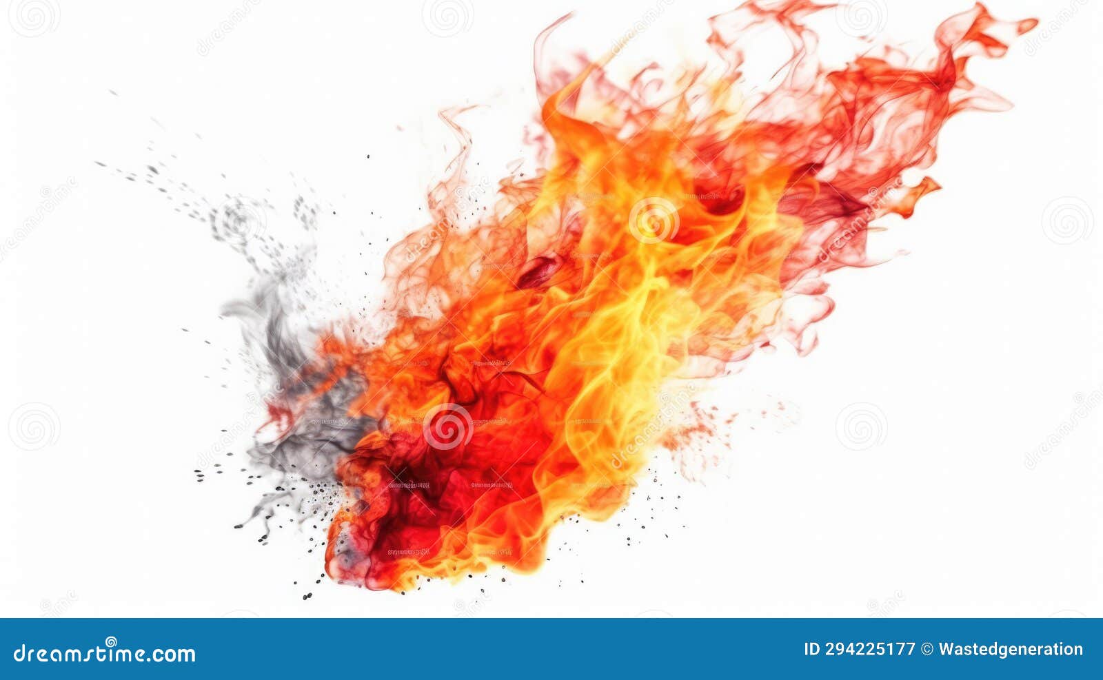 Dramatic Burning Fire on a White Background, Capturing the Fiery ...