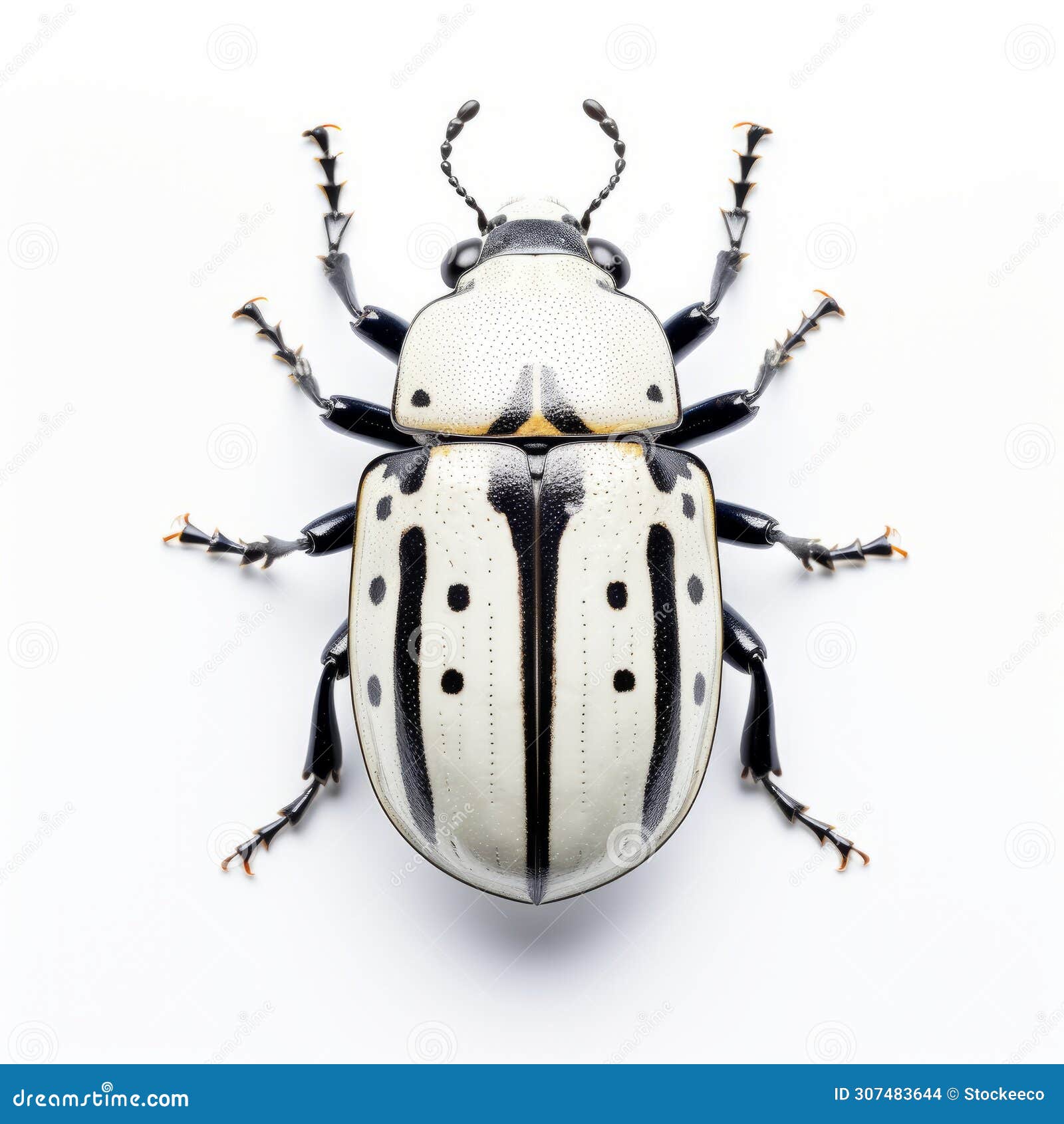 Striking Symmetrical Patterns: White and Black Beetle on a White ...