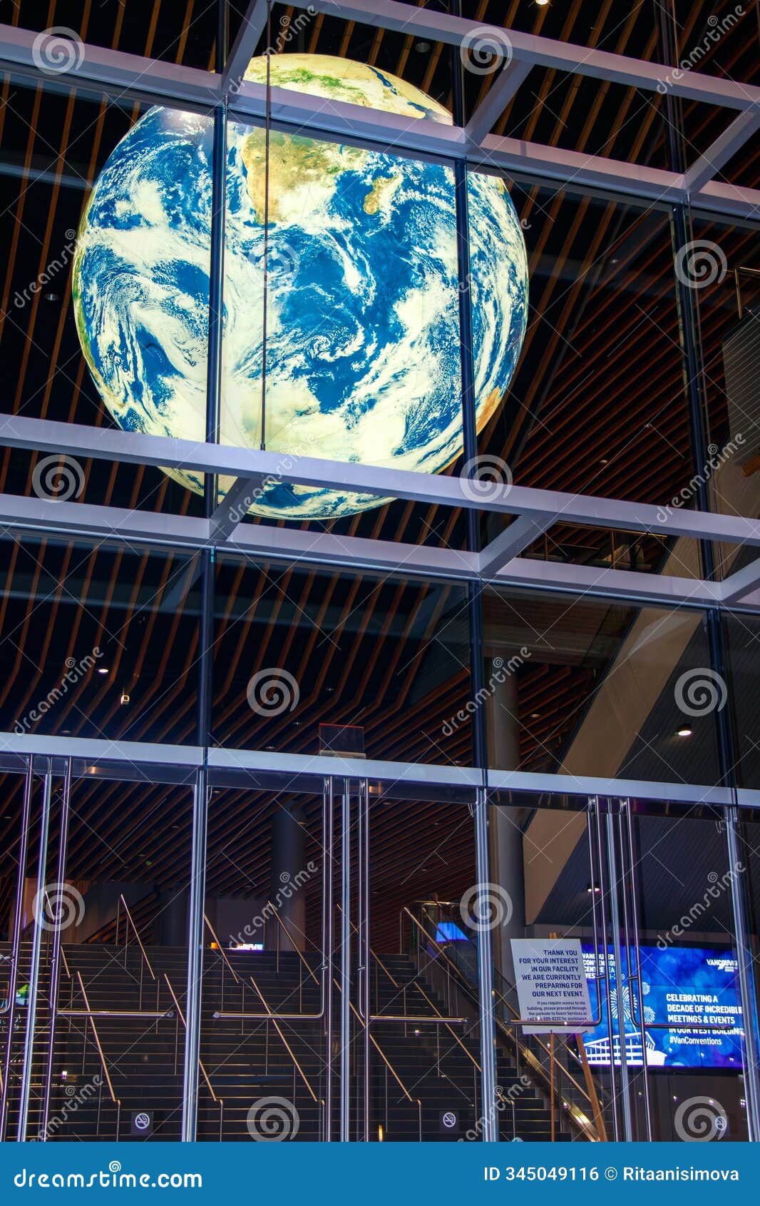 A Striking View of a Large Illuminated Globe Display Inside the ...