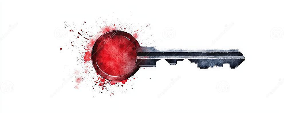 A Striking Visual of a Key with a Red Circular Design and Splatter ...