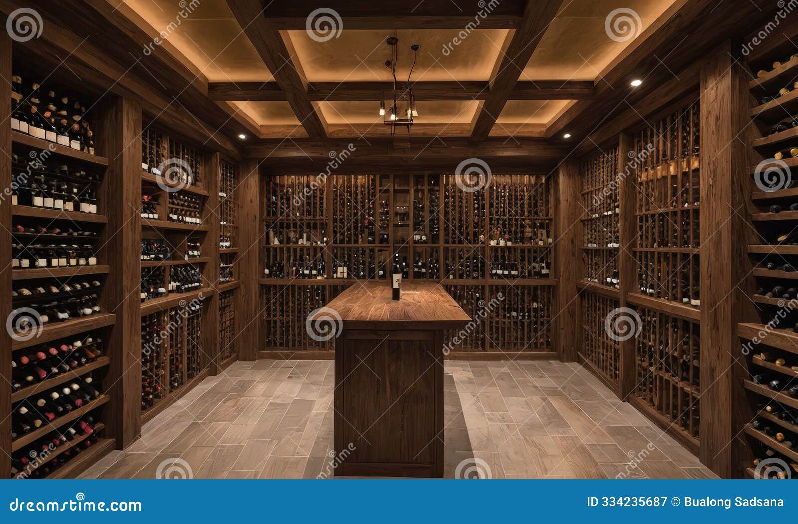 Wine Cellar with Long Counter and Rack Stock Illustration ...