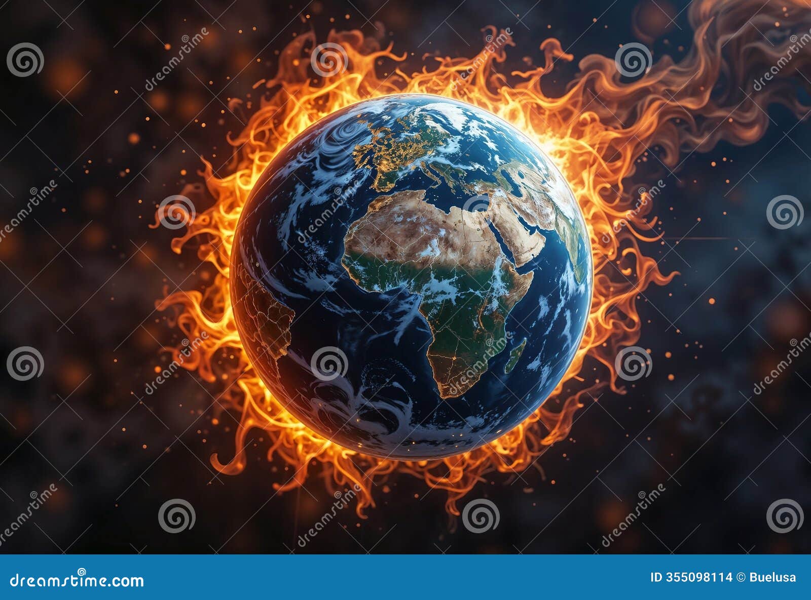 Planet Earth Engulfed in Flames, Symbolizing the Intense and Urgent ...
