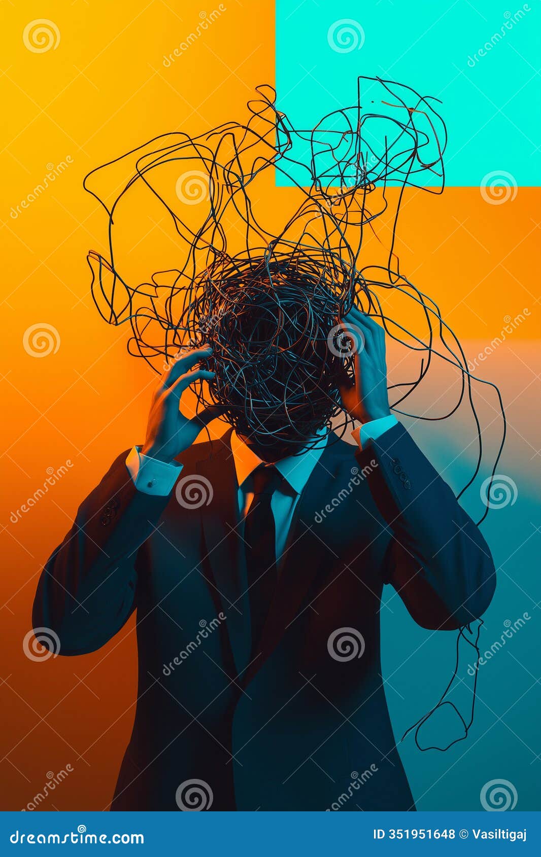 Mental Chaos, Frustration, Anxiety Concept Vector Illustration ...