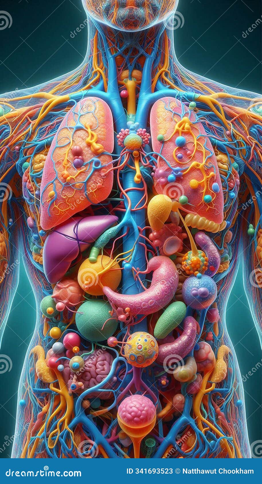 Vibrant Human Anatomy Visualization Stock Illustration - Illustration ...