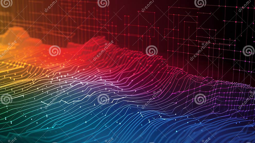 Colorful Data Wave Visualization on Dark Background Stock Image - Image ...