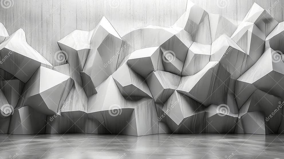 Abstract Geometric Wall Sculpture in a Minimalist Gallery Space ...