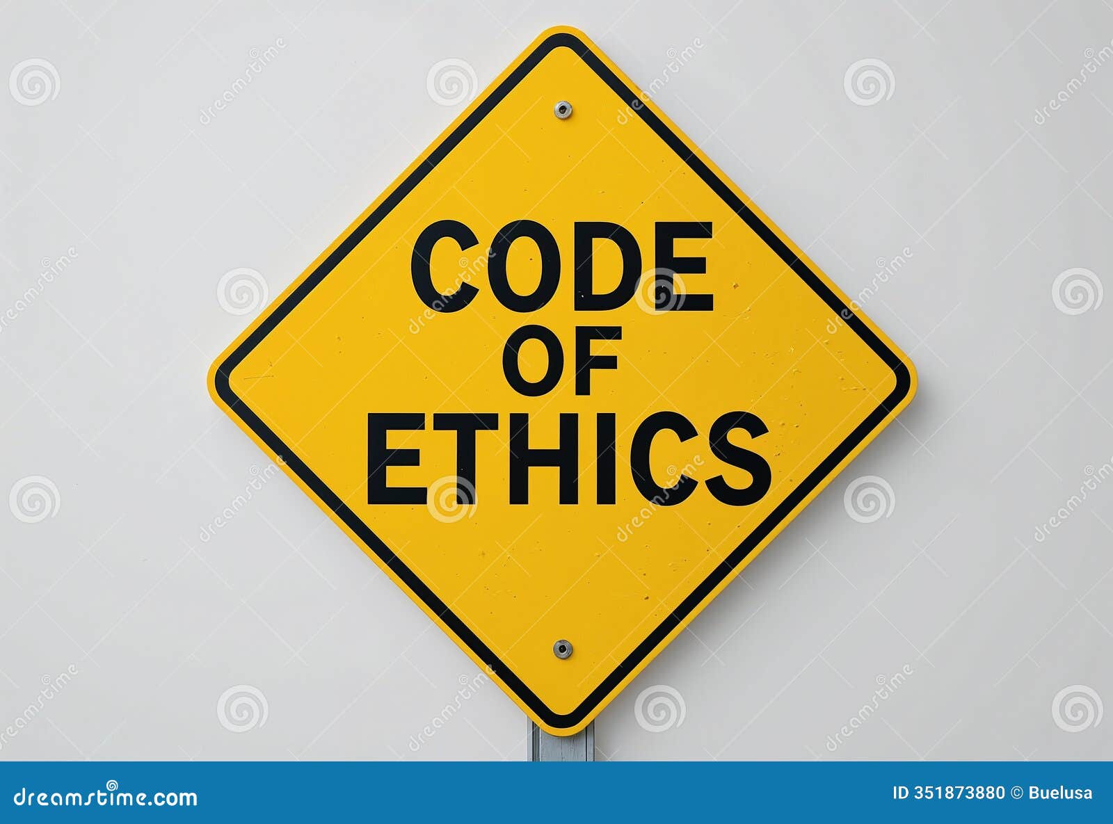 Yellow Sign with CODE of ETHICS in Bold Black Letters, Symbolizing the ...