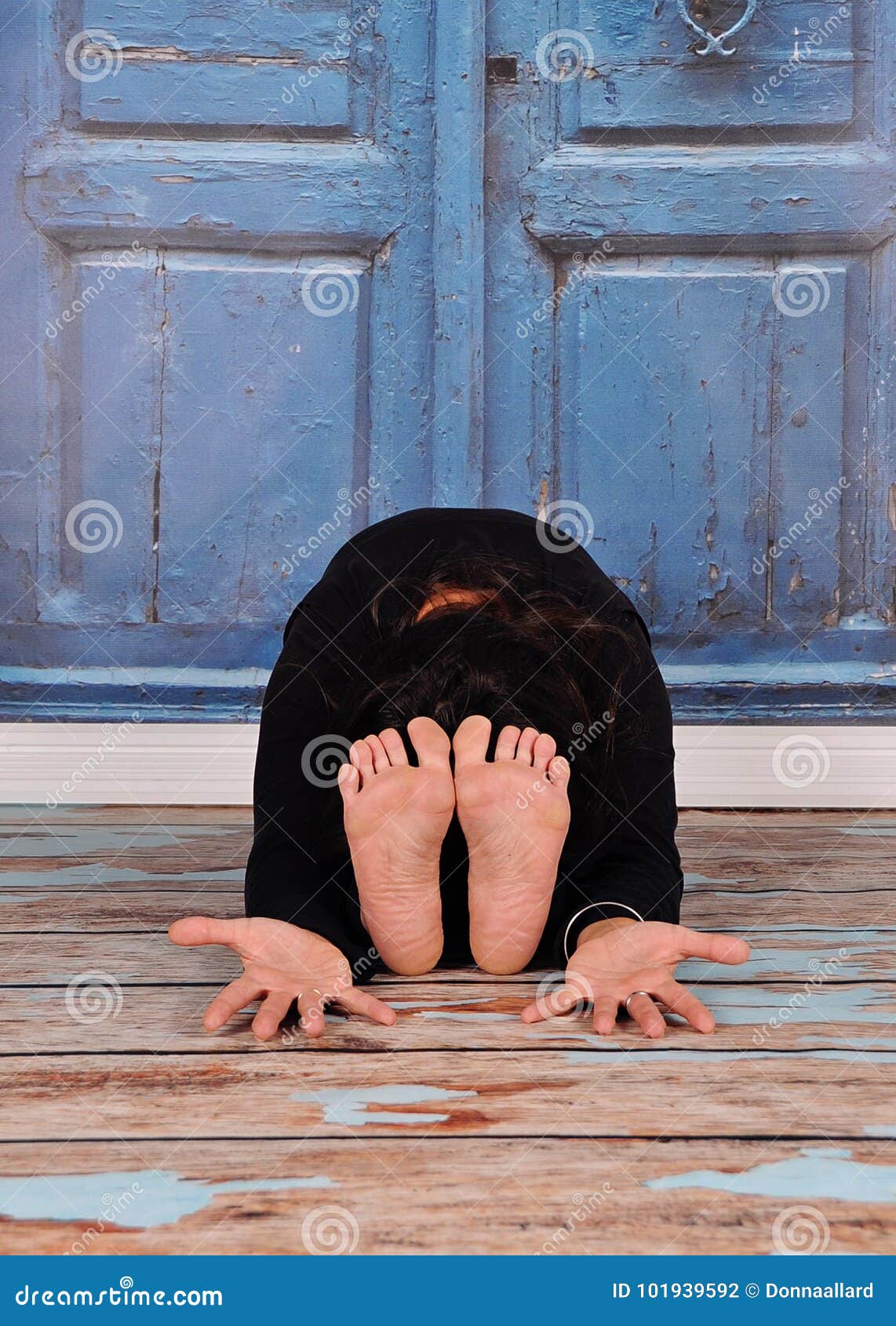 Striking Yoga Pose by Beautiful Young Lady Stock Photo - Image of ...