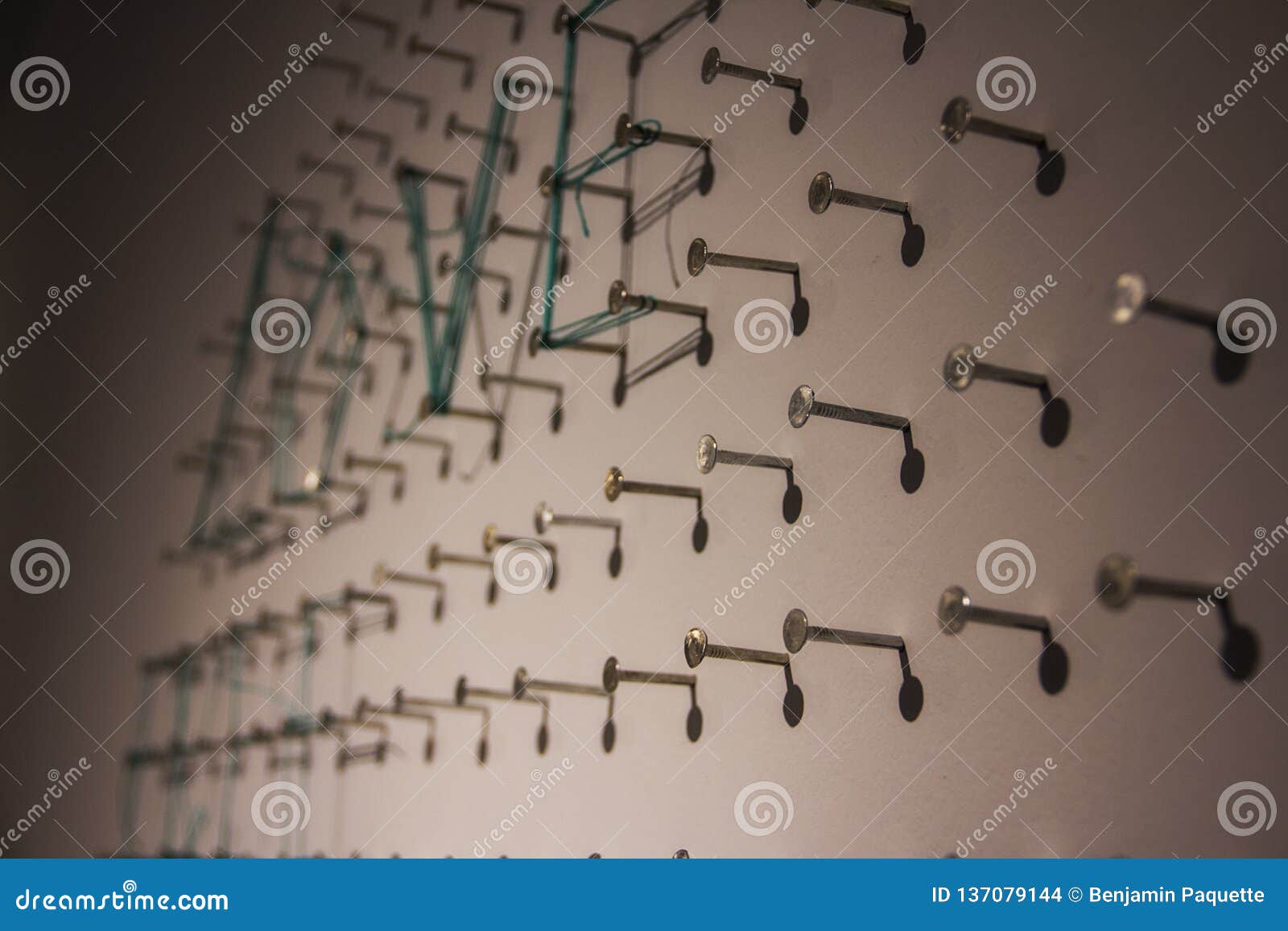 String Attached To Nails on the Wall Stock Photo - Image of string ...