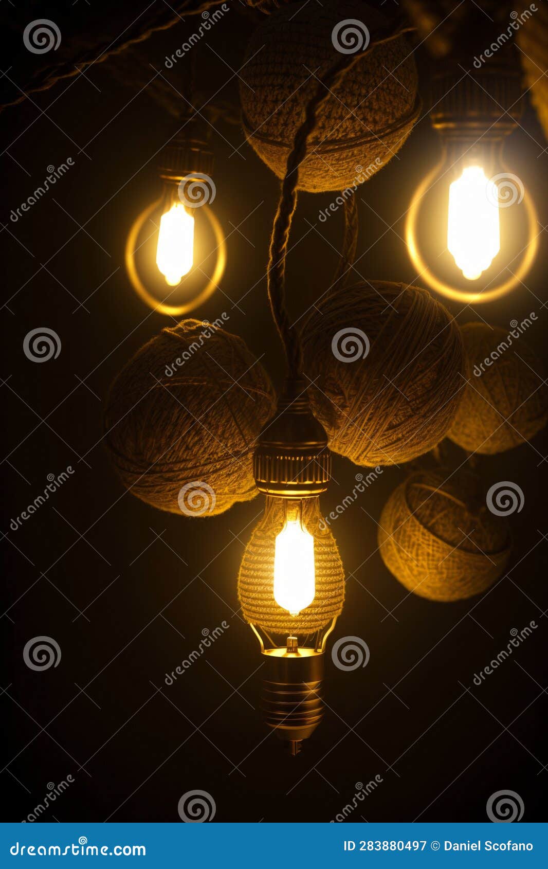 A String of Balls of Yarn Wrapped Around a Light Bulb. Generative AI ...