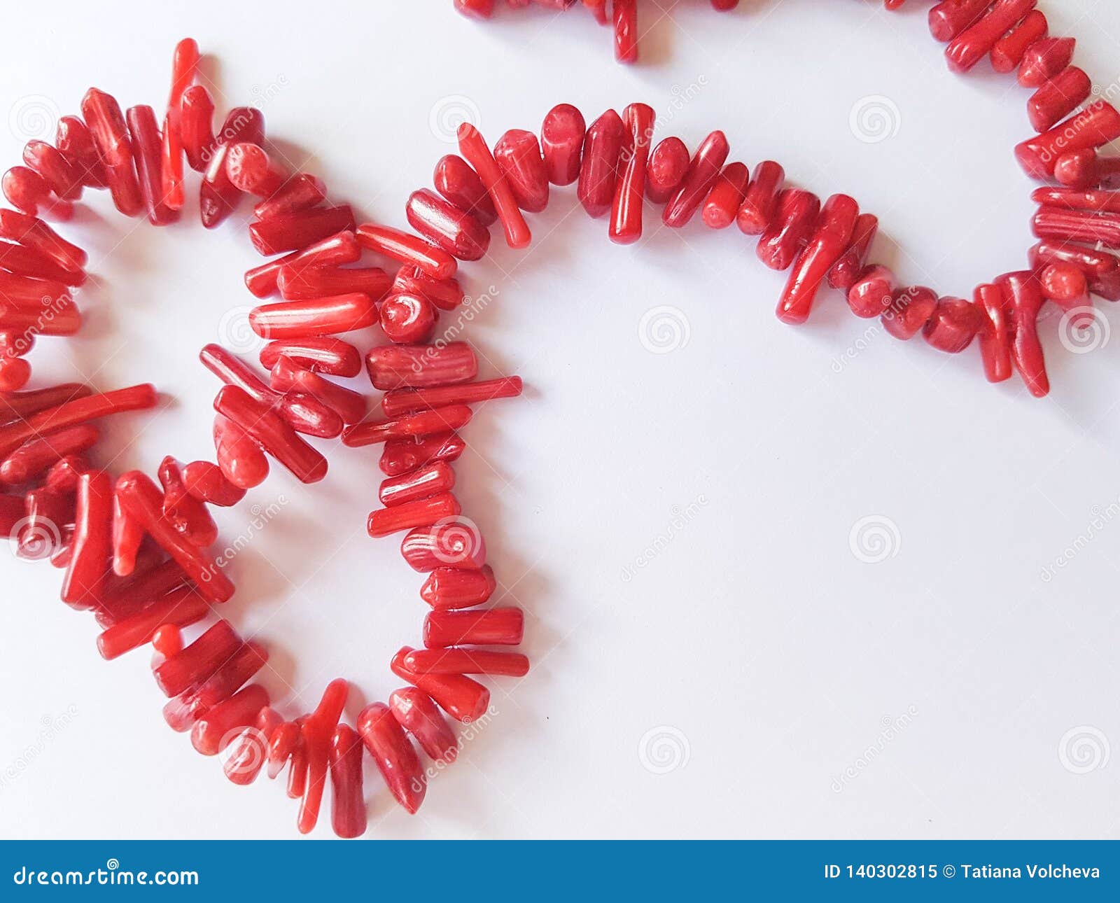 A String of Beads from Pieces of Coral Stock Image - Image of pieces ...