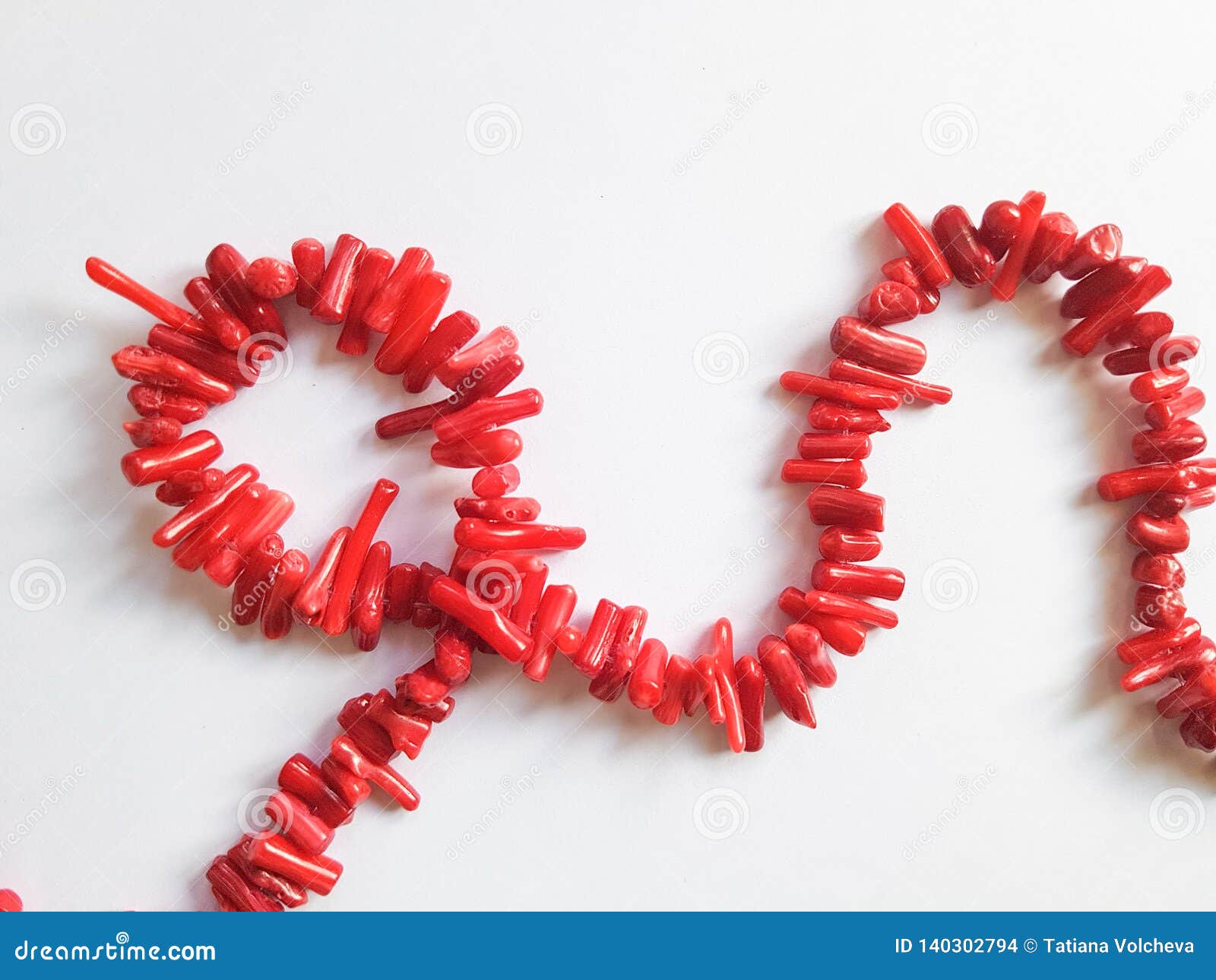A String of Beads from Pieces of Red Coral Stock Photo - Image of ...