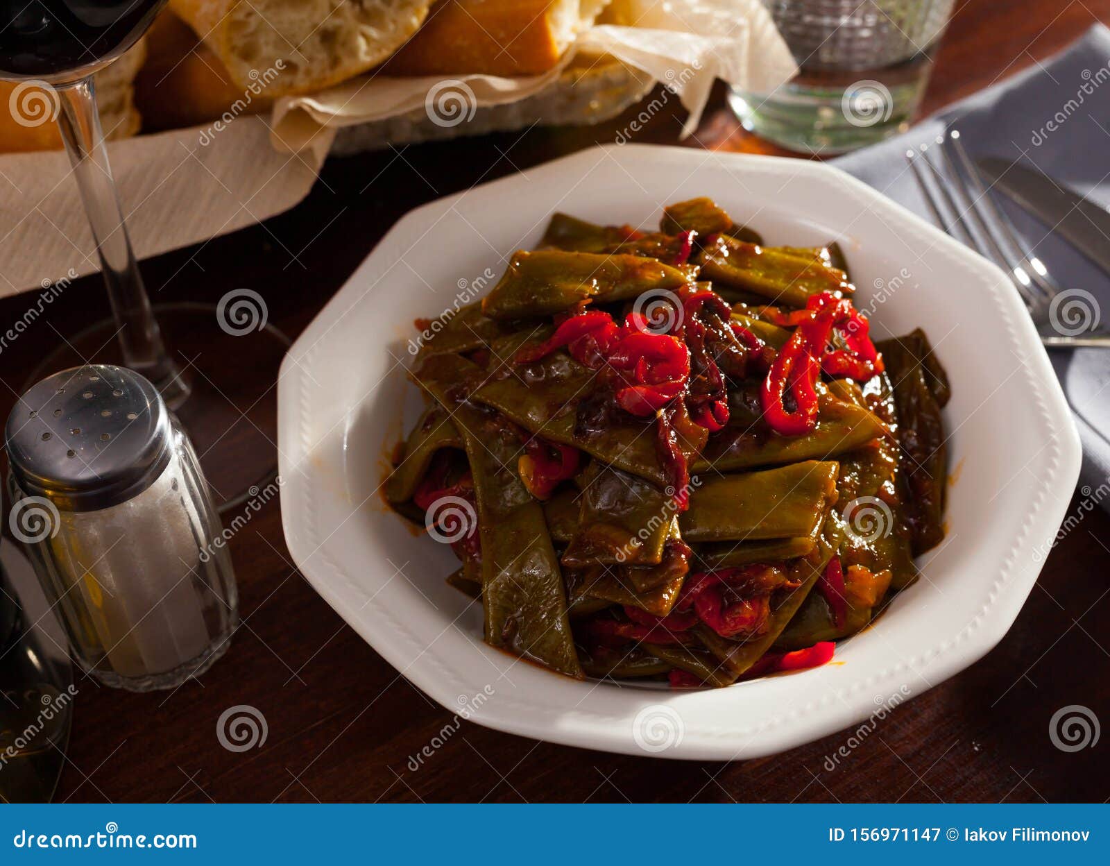 String Beans Stewed with Bell Pepper Stock Image - Image of string ...