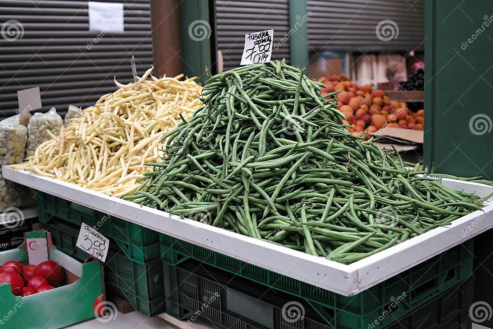 String Beans on the Vegetable Market. Stock Photo - Image of long, food ...