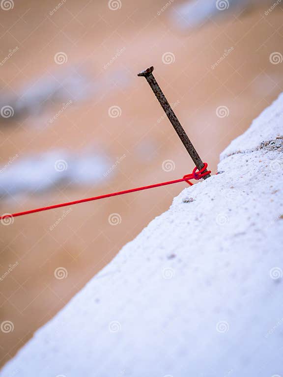 String Used As Level in the Construction of Wall Stock Image - Image of ...