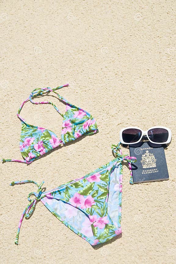 String Bikini on the Beach stock image. Image of destinations - 9180963