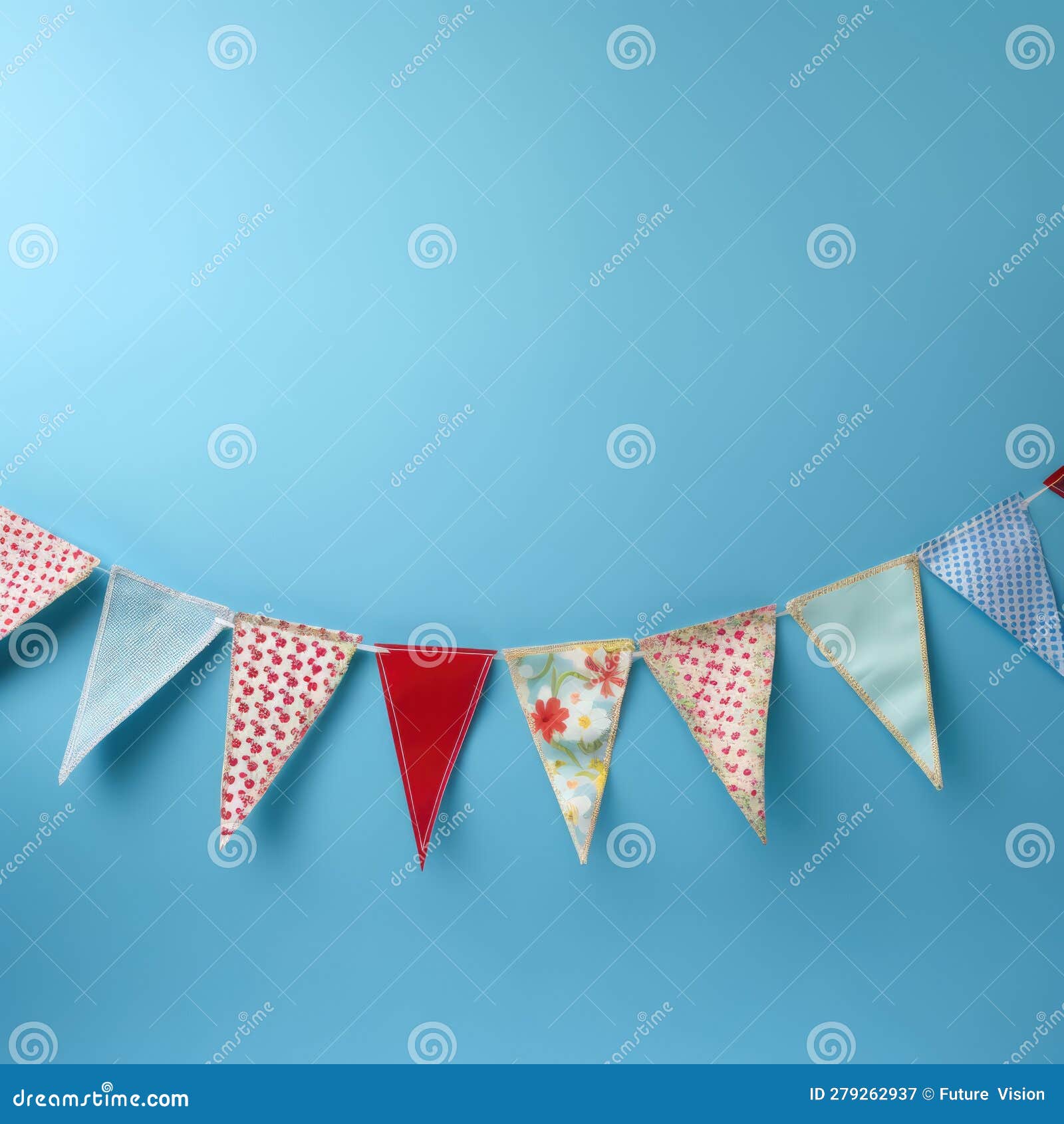 String of Bunting on Blue Background, Created Using Generative Ai ...