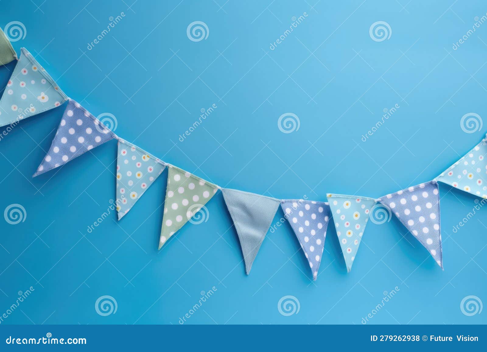 String of Bunting on Blue Background, Created Using Generative Ai ...