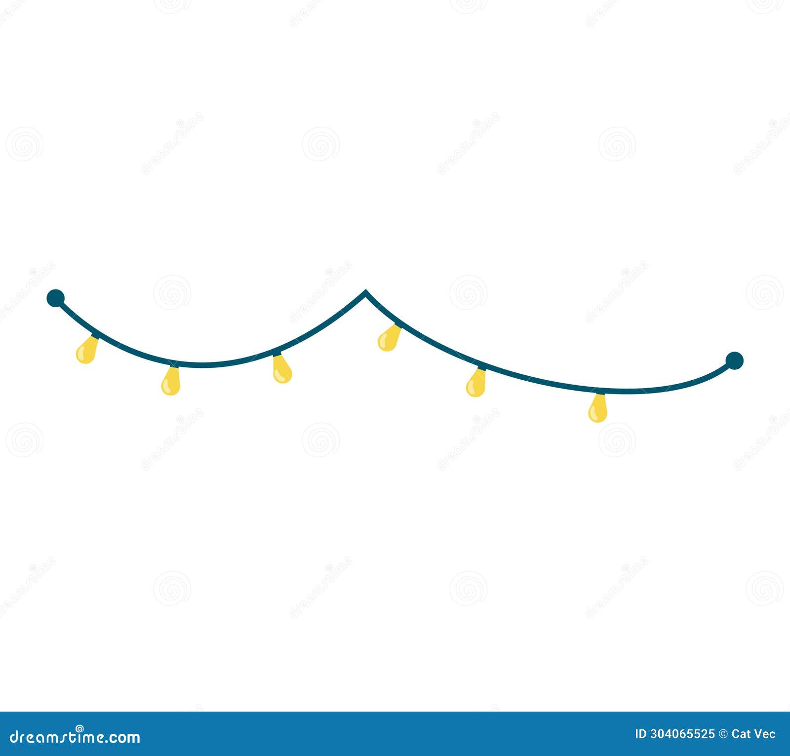 String of Cartoon Lights Hanging, Simple Yellow Bulbs on a Wire ...