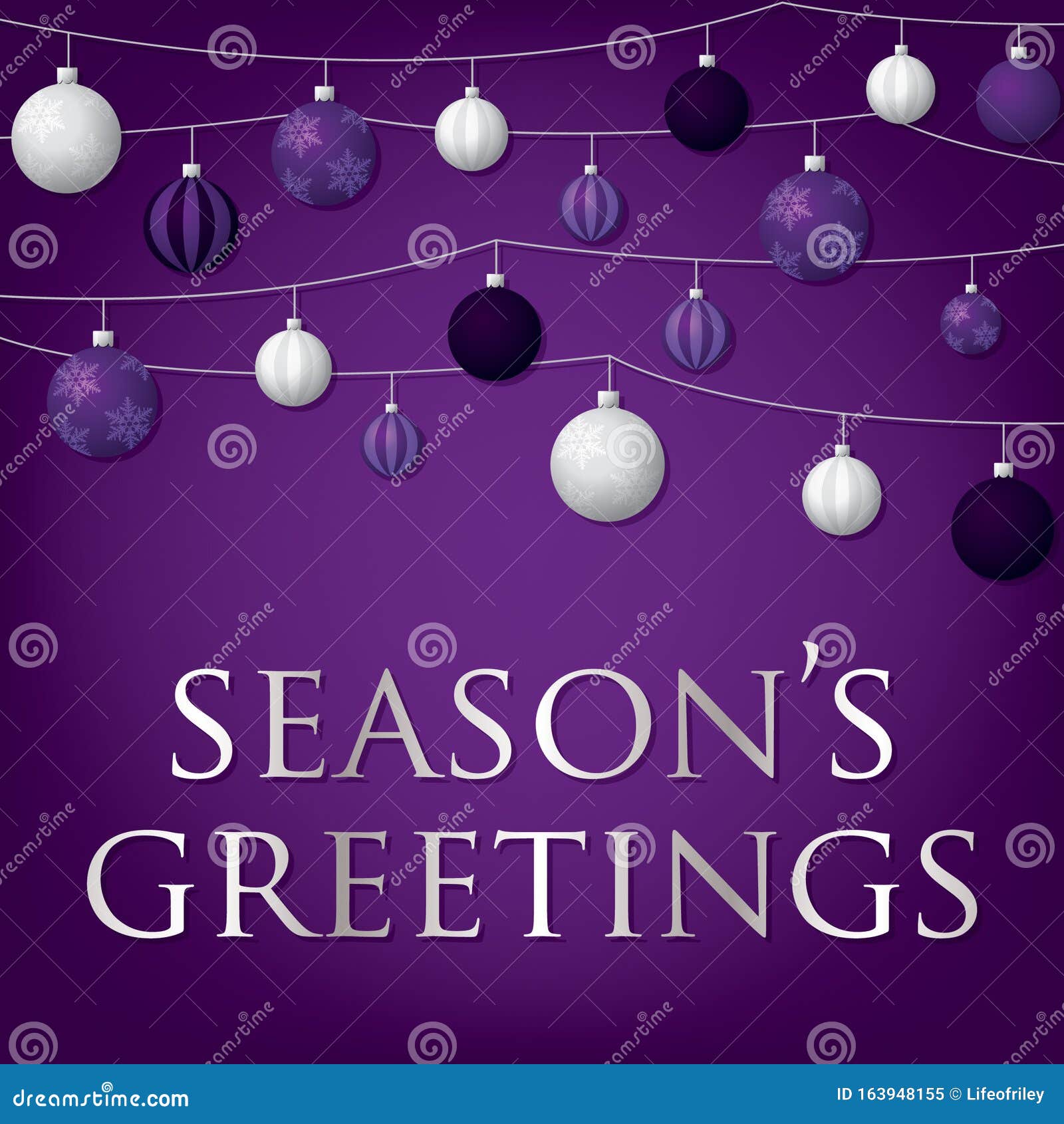 String of Christmas Baubles Card Stock Vector - Illustration of flake ...